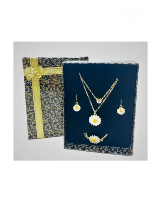 Styleturk, Daisy Jewelry Set - Daisy Necklace, Bracelet, and Earrings ...