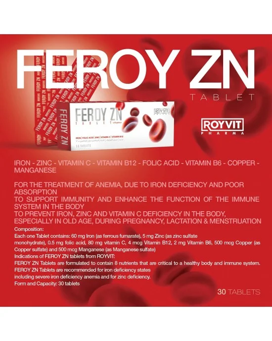StyleTurk, FEROY ZN Iron and Zinc Tablets, Enhanced Immunity and Anemia ...